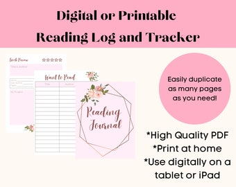 Printable Reading Log, Digital Reading Log, Digital Reading Tracker ...