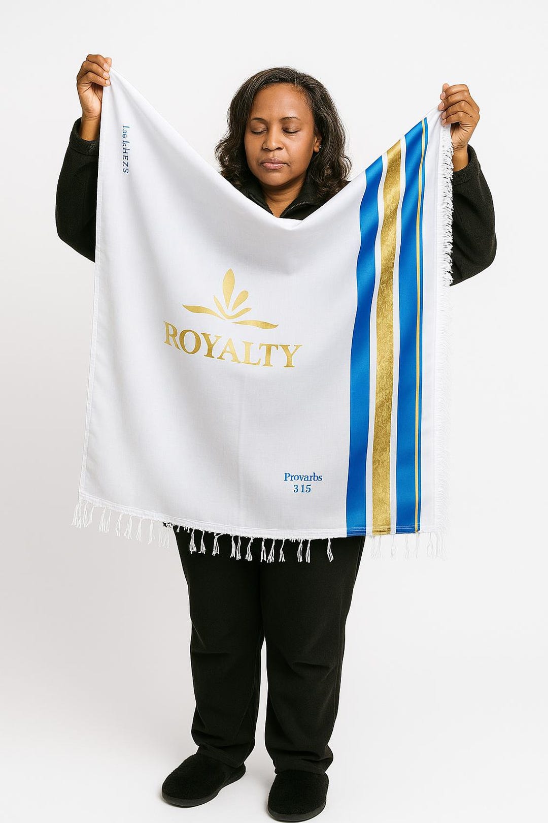 Prophetic Prayer Shawl – Royal Blue & Gold Christian Mantle | I Peter 2 ...