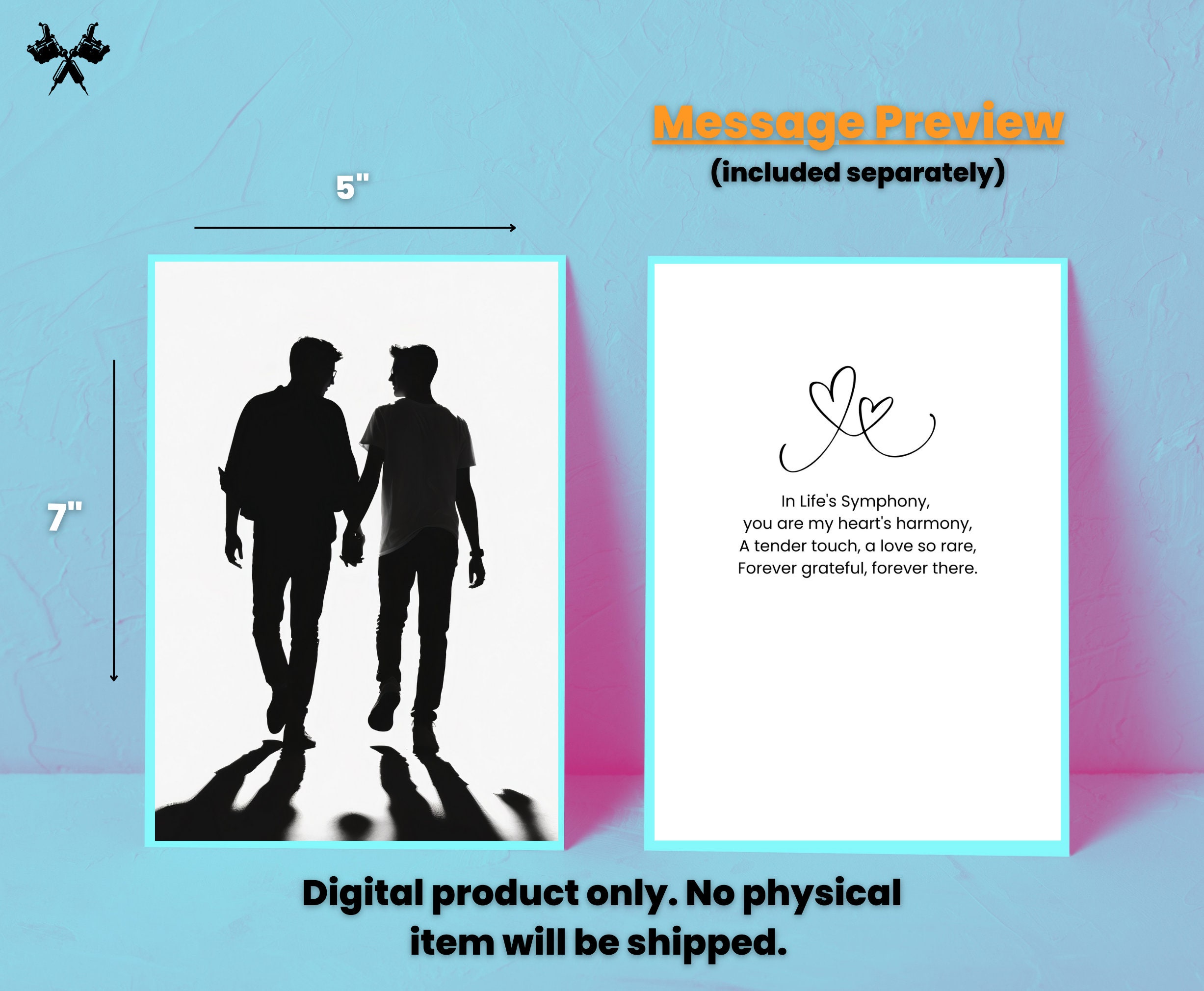 LGBTQ+ Printable Cards Stylish Anniversary & Appreciation for Gay ...