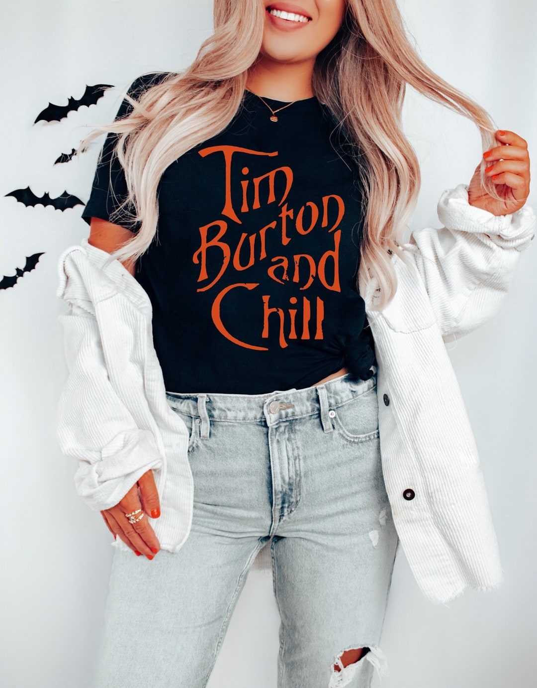 Tim Burton and Chill Shirt Halloween Shirt Women Halloween Shirt Mens ...