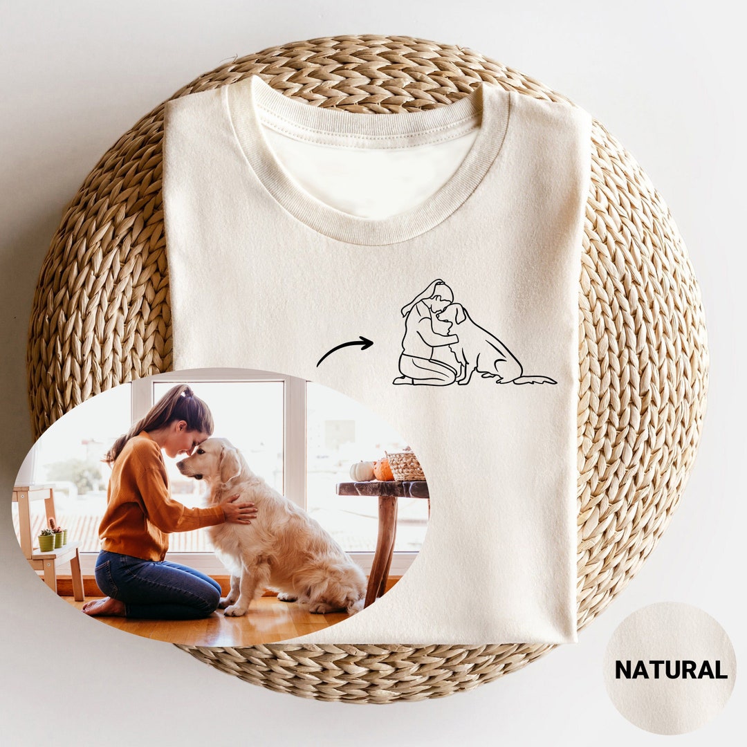 Custom Dog Portrait Shirt, Personalized Portrait With Dog, Pet Portrait ...