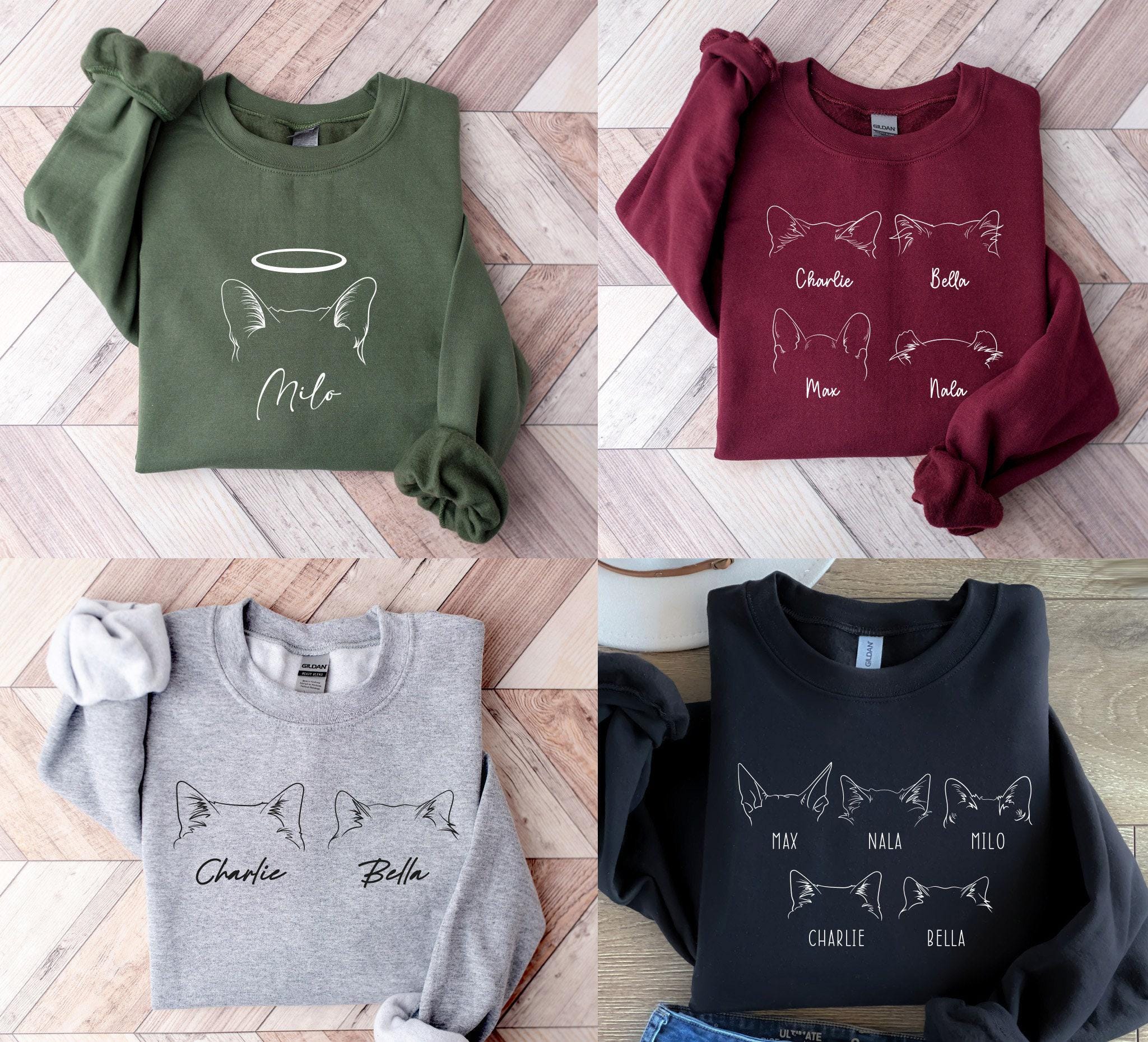 Custom Cat Ears Sweatshirt, Cat Mom Sweatshirt, Cat Lover Sweatshirt ...