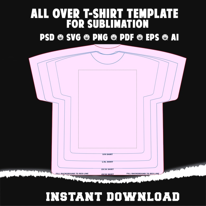 Sublimation-ready All Over Shirt Design Template - SVG, PNG, PSD ...