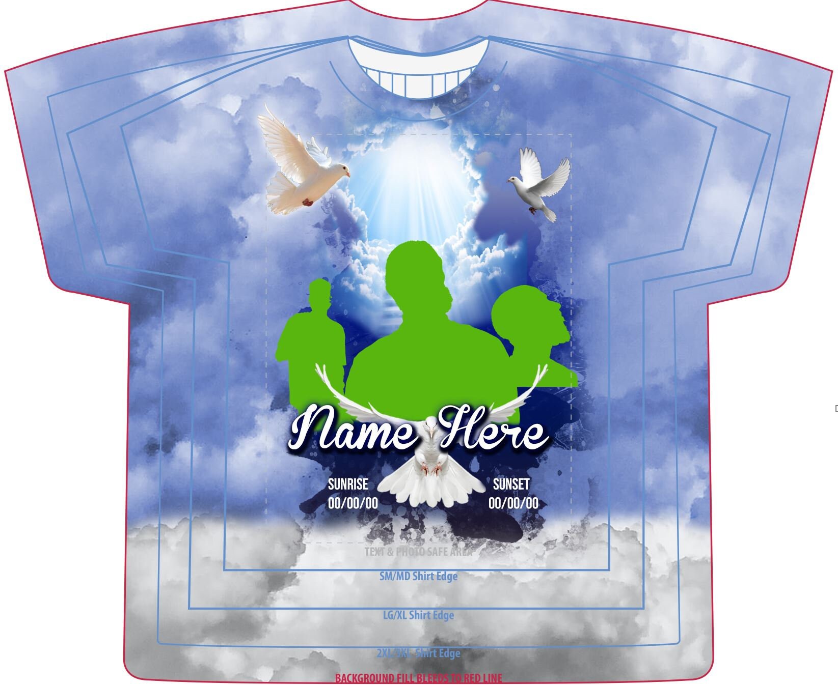 All Over Rest in Peace Clouds Shirt Template, for Photoshop Sublimation Template, Instant ...