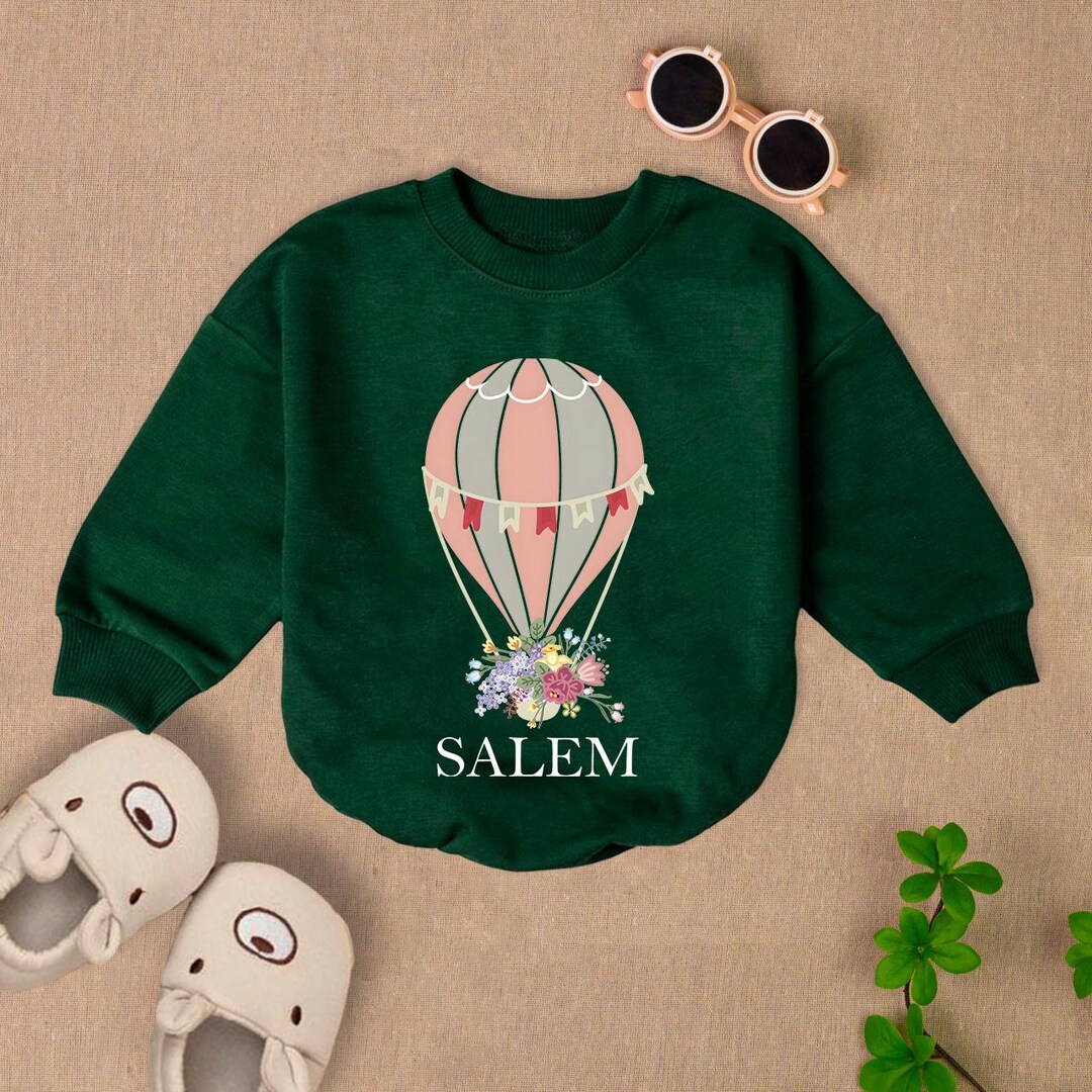 Personalized Hot Air Balloon Baby Romper Short Sleeves, First Birthday ...
