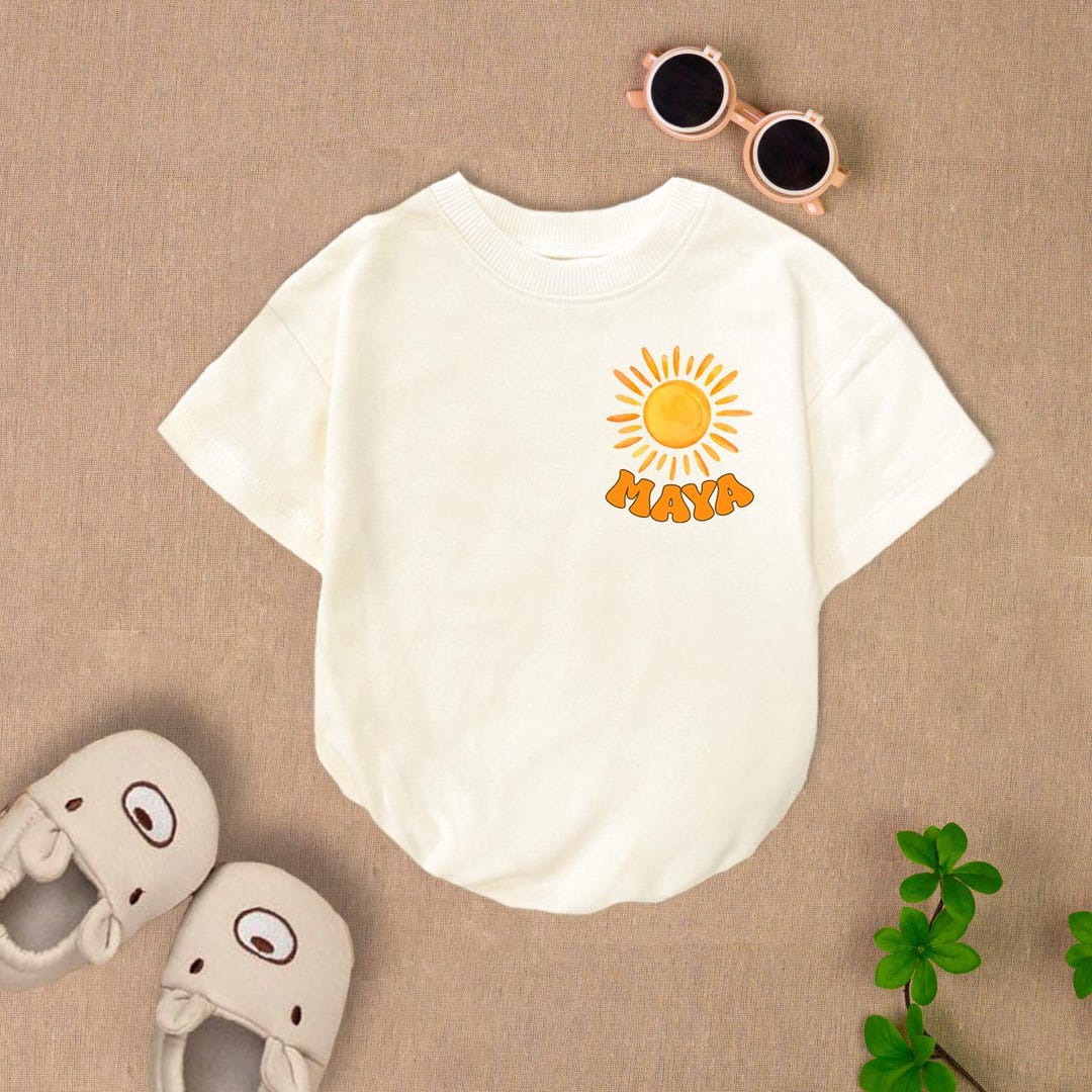 Personalized Sun Birthday Baby Romper Short Sleeves, First Trip Around ...