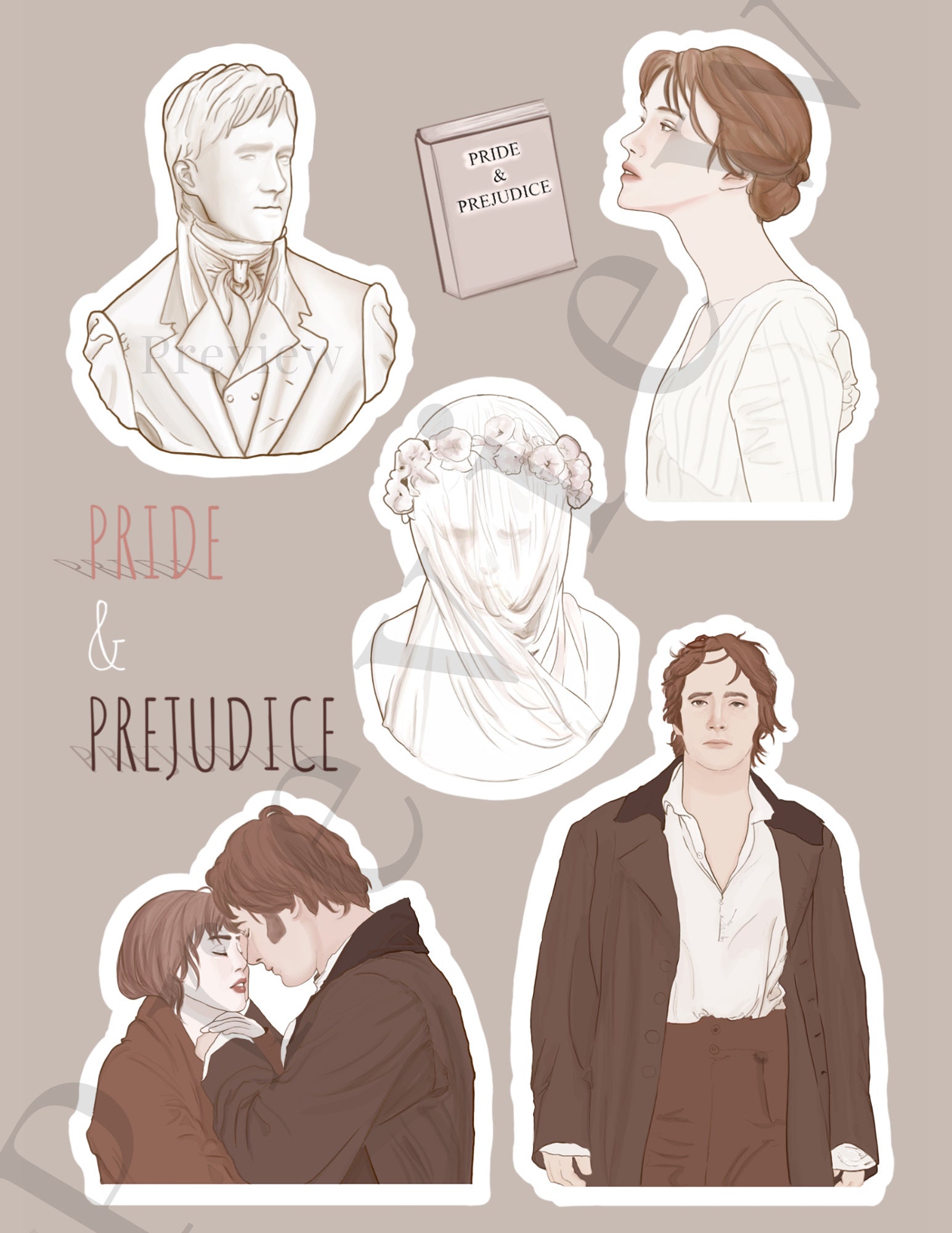 Pride and Prejudice Sticker Sheet Waterproof Vinyl Sticker - Etsy