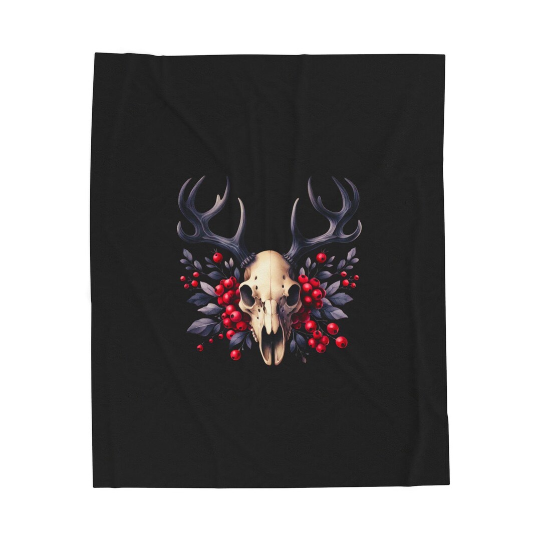 Gothic Christmas Stag Skull Velveteen Blanket, Creepy Holiday Throw - Etsy