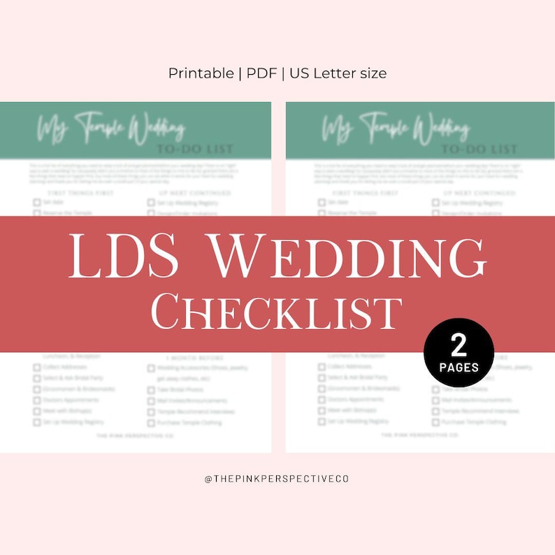LDS Temple Wedding Checklist: Printable Planner (PDF) - Etsy