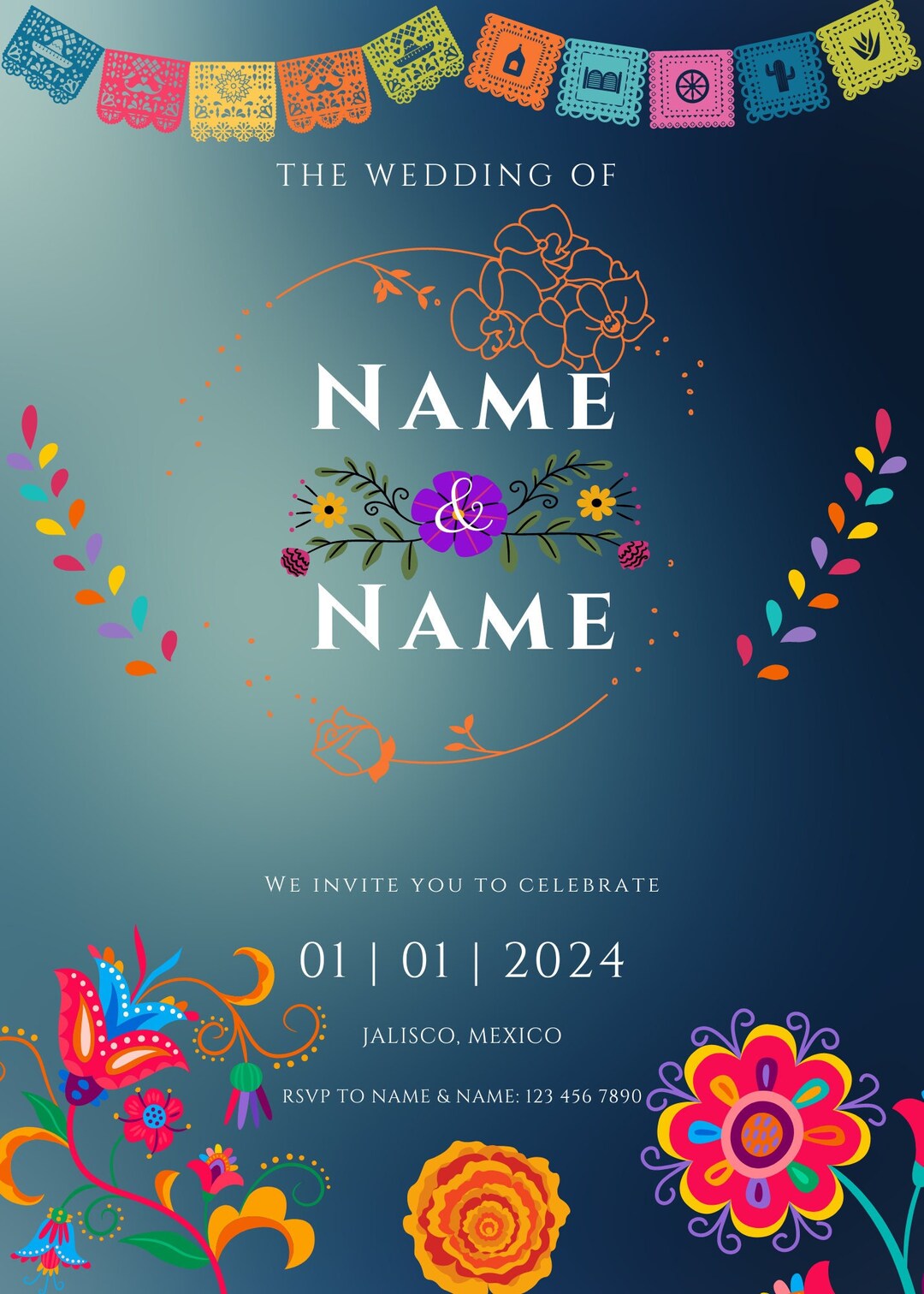 Hispanic Inspired Wedding Invitation Template - Etsy