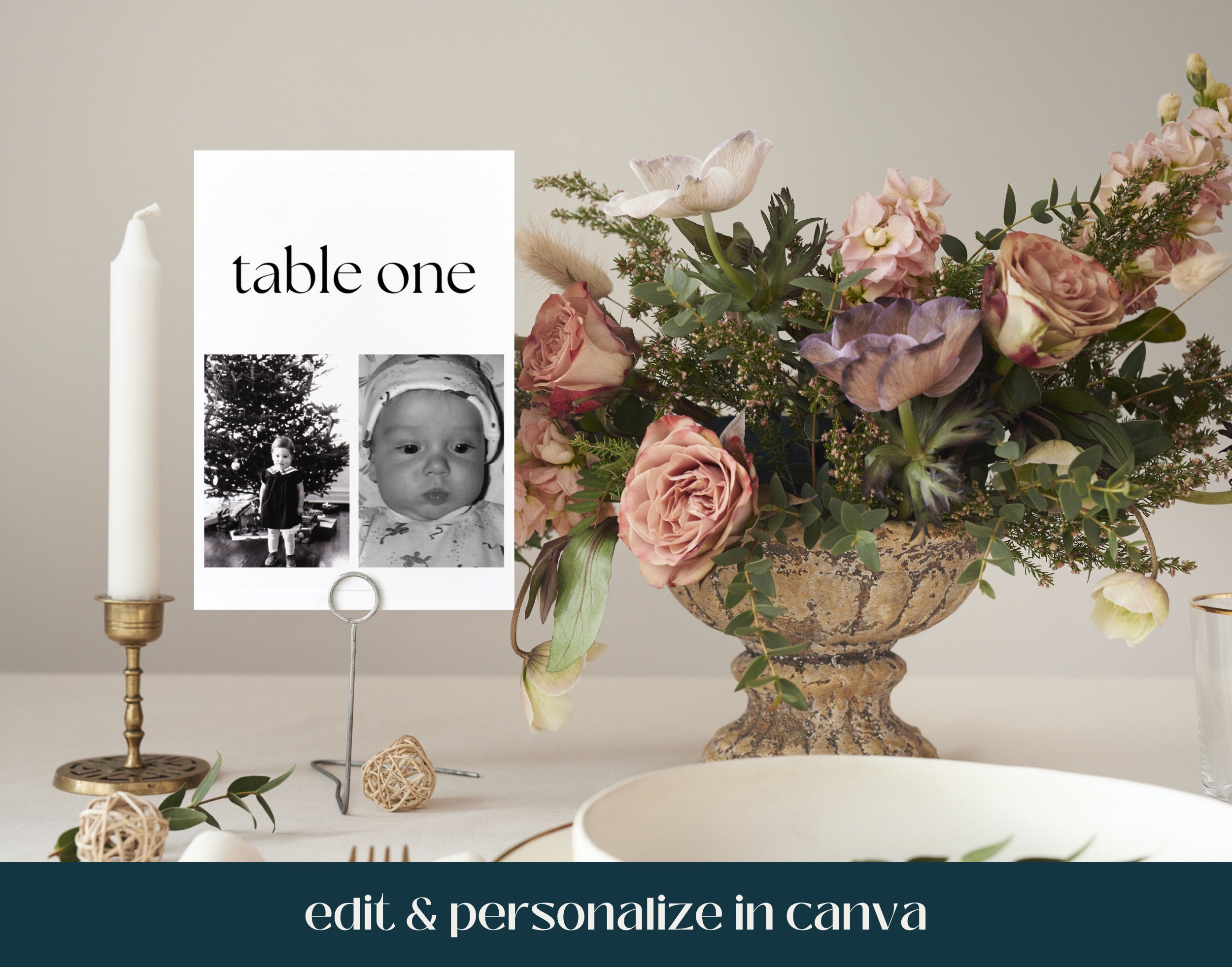 Minimal Wedding Table Numbers Canva Template — Digital Download - Etsy