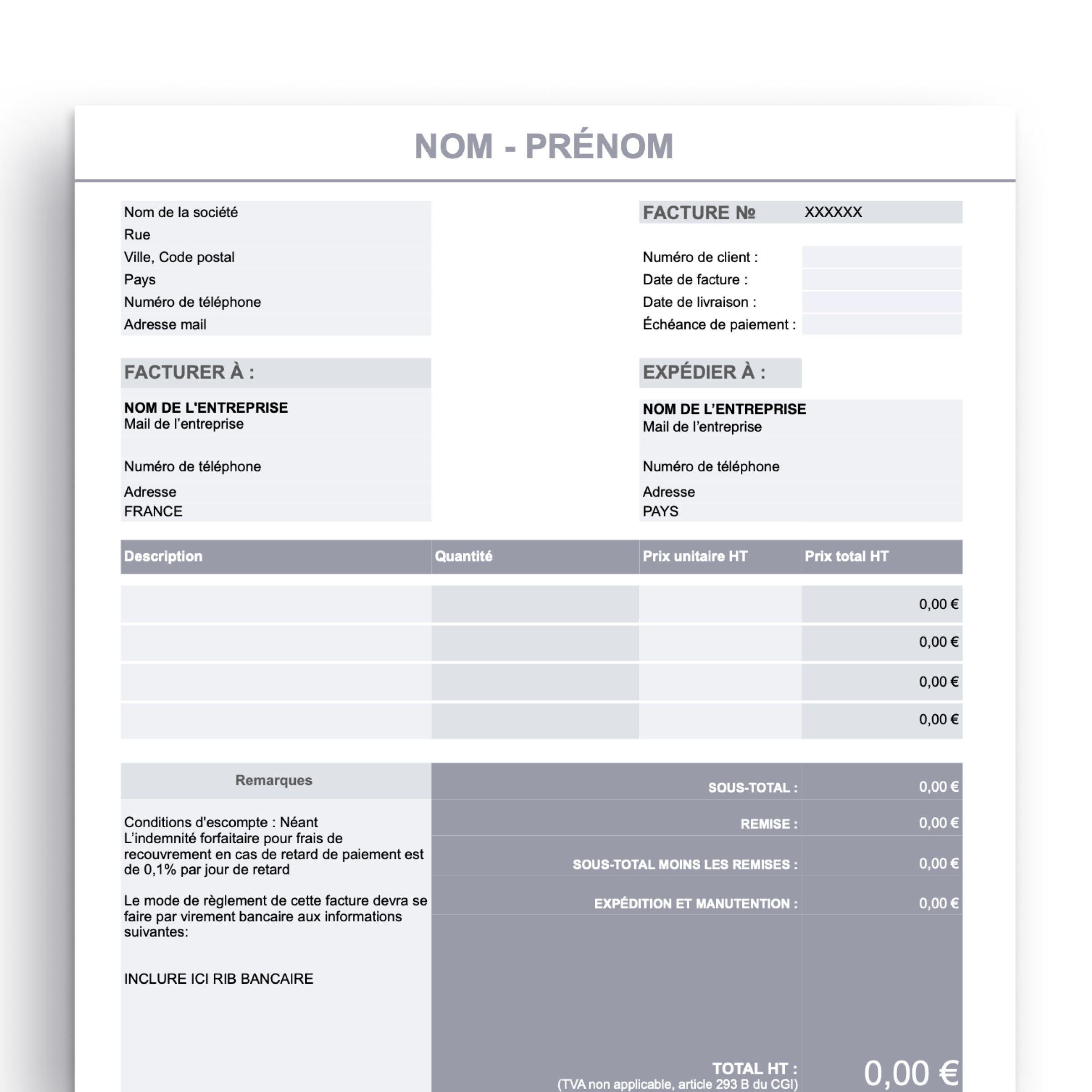 Modèle De Facture Auto-entrepreneur Sans TVA A4 en Français - Etsy Modèle De Facture Auto-entrepreneur Sans TVA A4 en Français - Etsy
