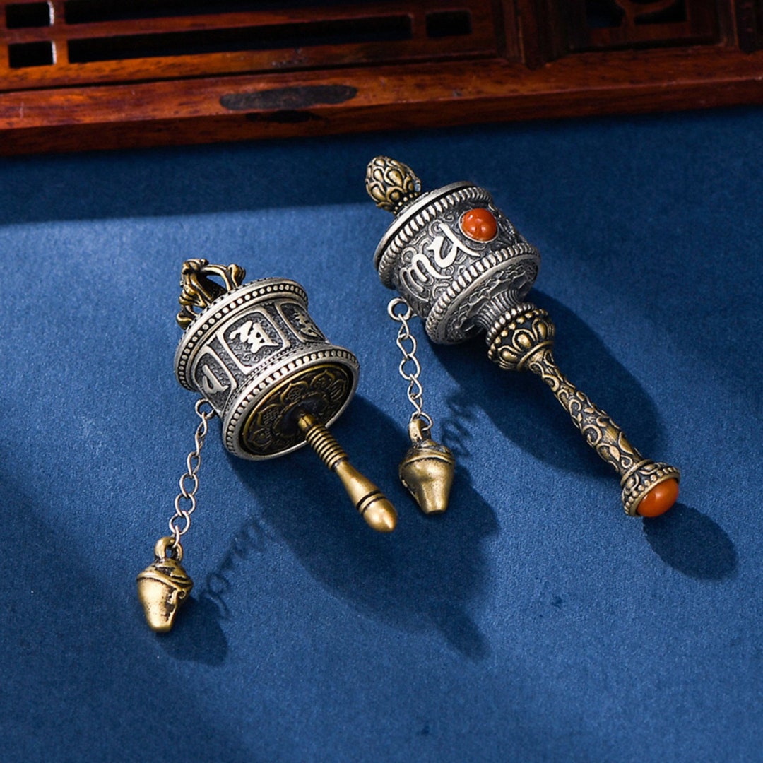 Prayer Wheel Pendant Necklace, S925 Silver Meditation Protector Amulet ...