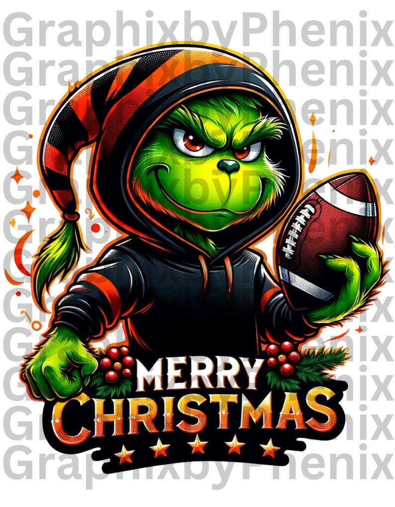 Merry Christmas Grinch in Team Colors Bengals - Etsy Australia