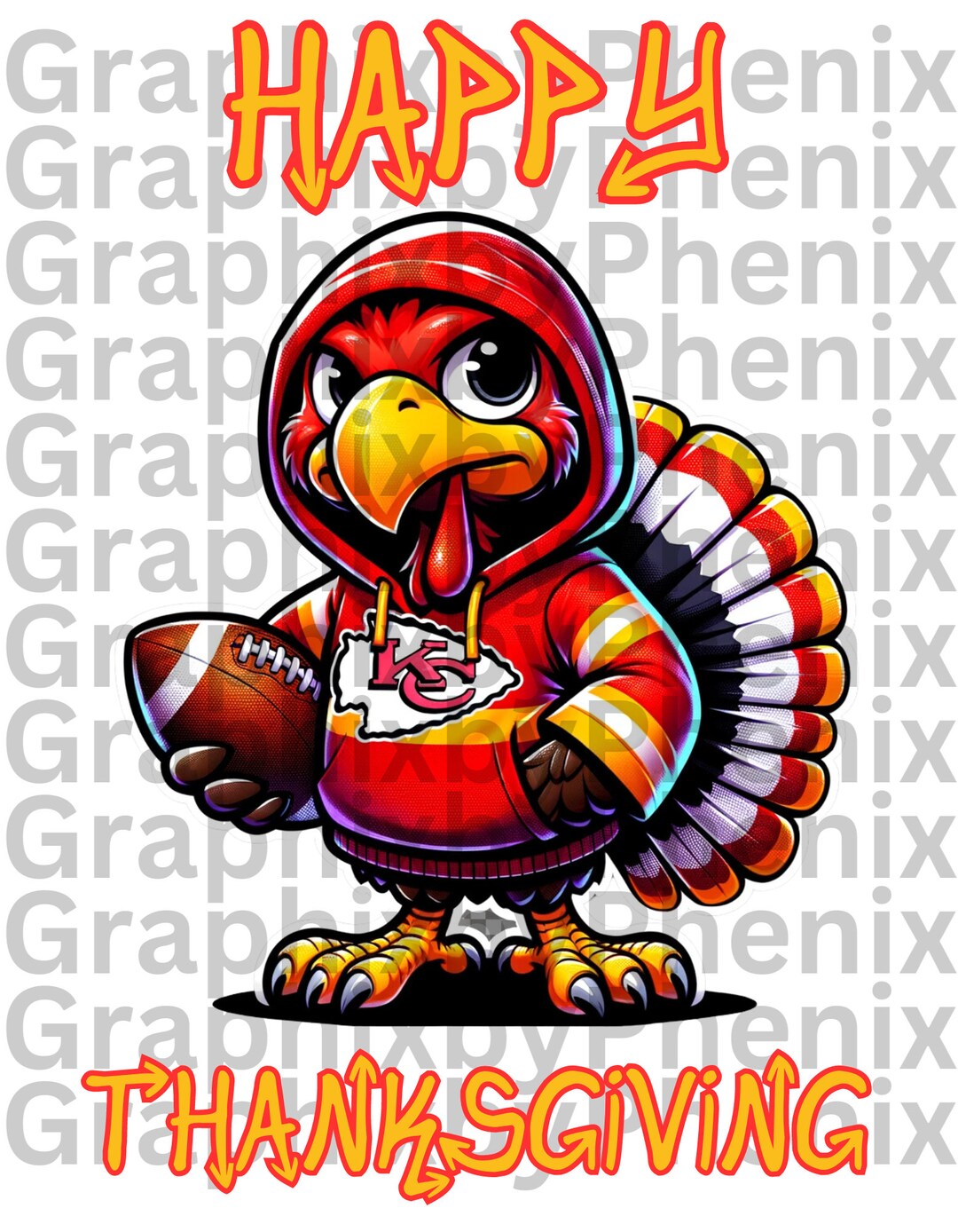 Happy Thanksgiving Chiefs Turkey With Football. Png - Etsy