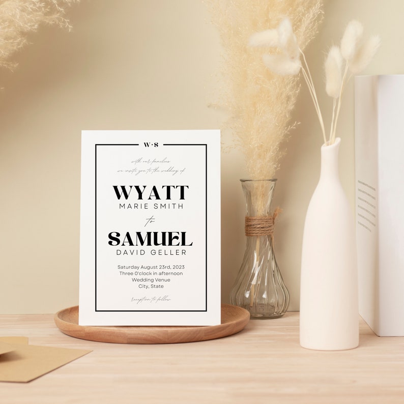 Simple Modern Wedding Invitation Suite Template | Clean Minimalist ...
