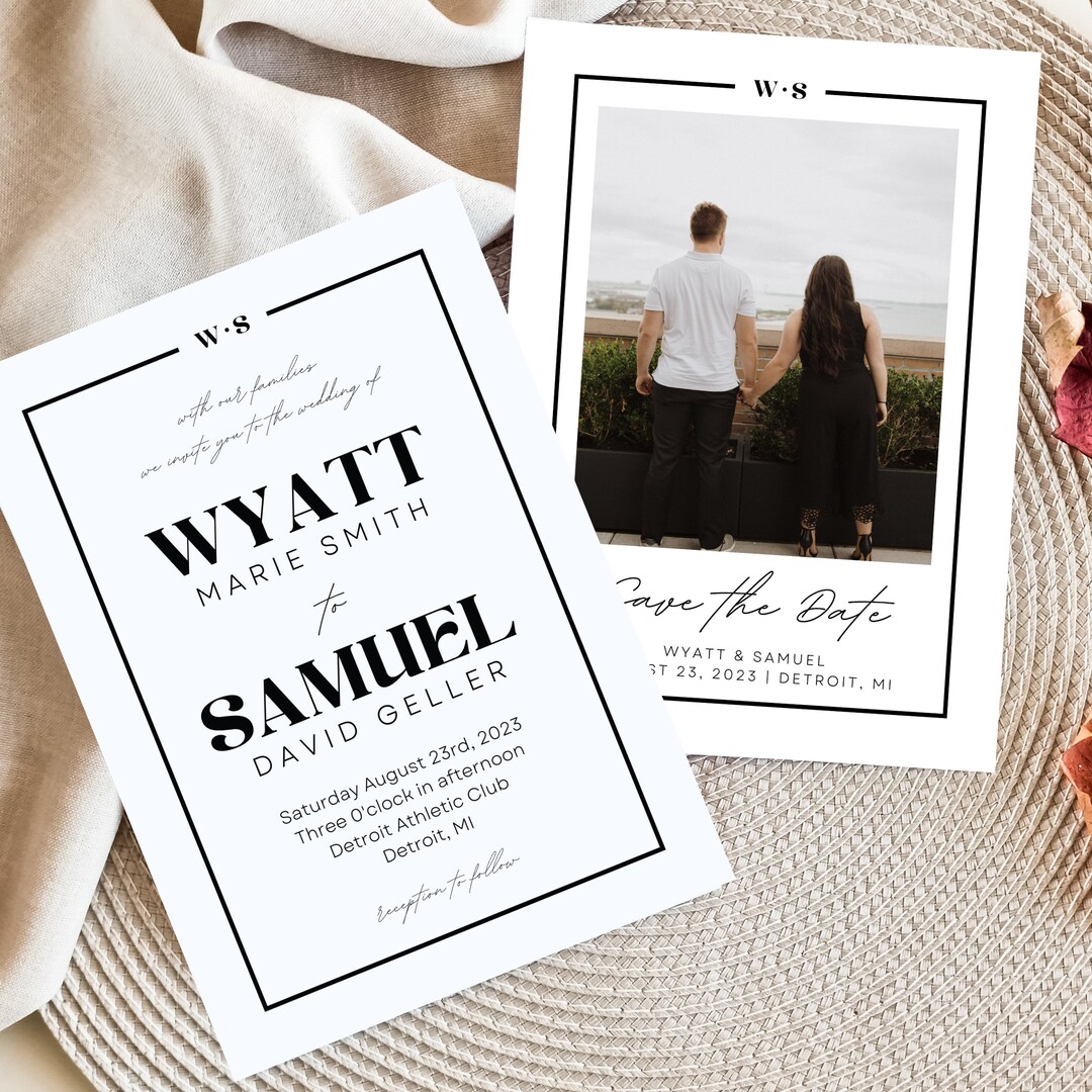 Simple Modern Wedding Invitation Suite Template | Clean Minimalist ...
