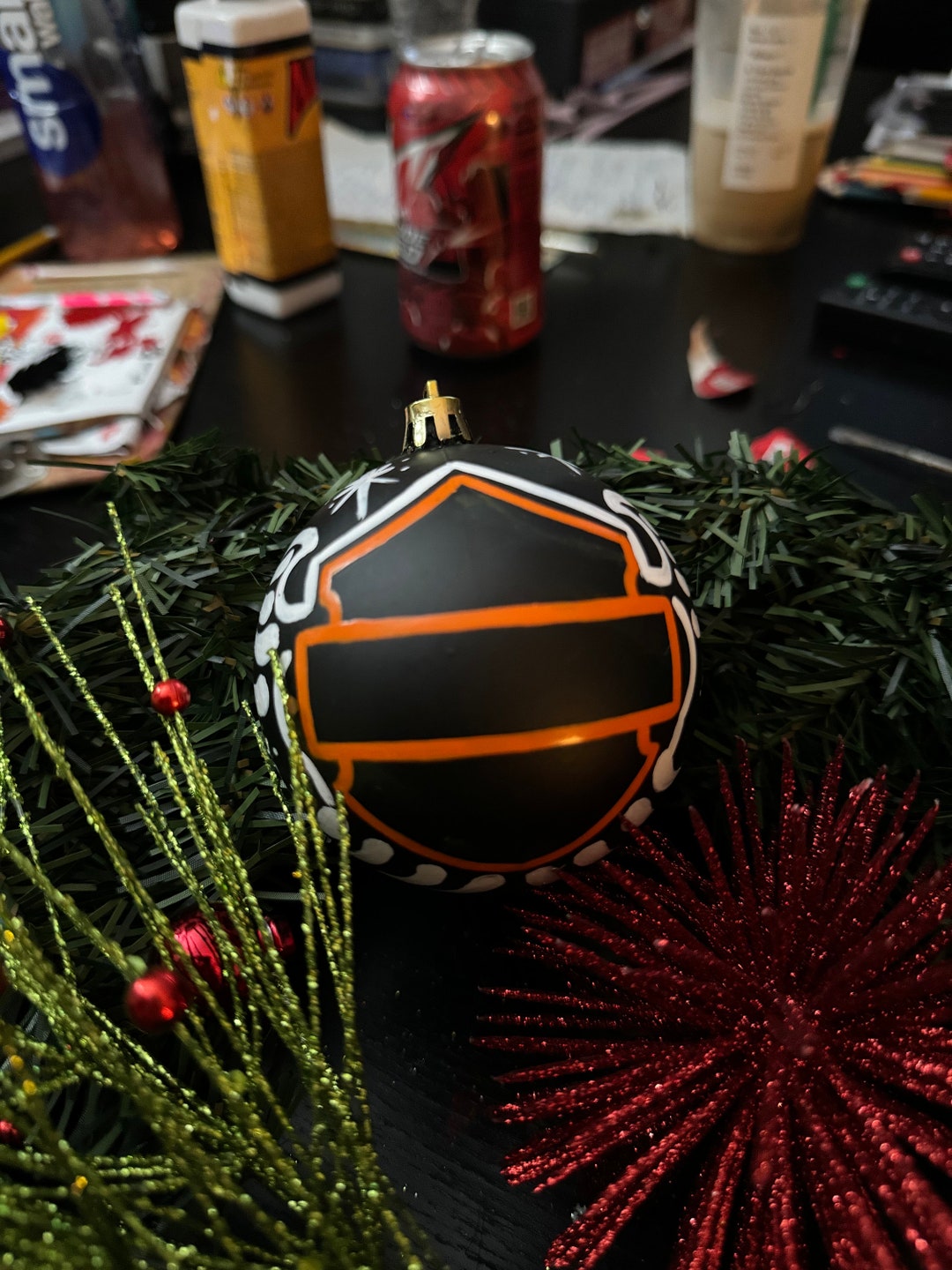 Hand Painted Harley Davidson Christmas Ornament. - Etsy