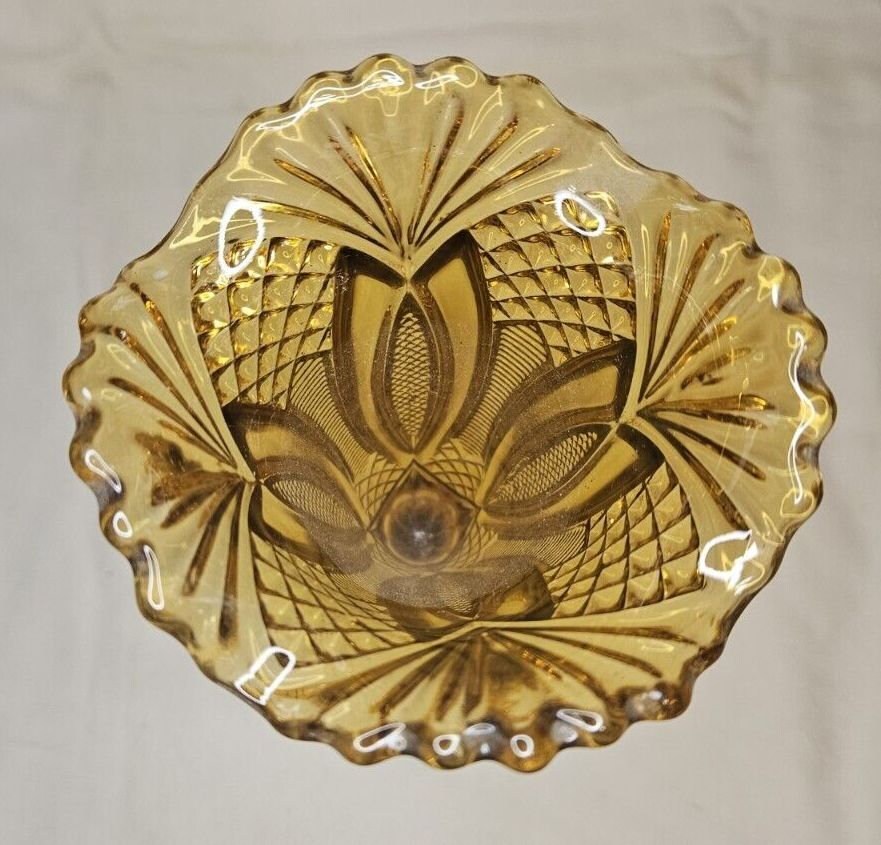 Vintage Amber Glass Vase With Flair Top L.E. Smith 10-1/2 X 4-1/2 ...