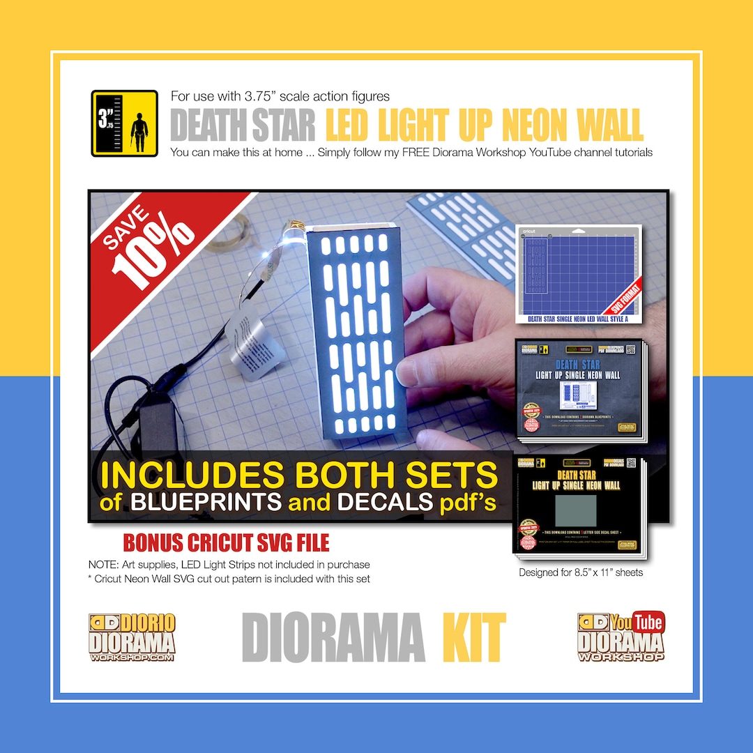 Star Wars Diorama Kit : Death Star Hallway LED Light up Neon Wall - Etsy