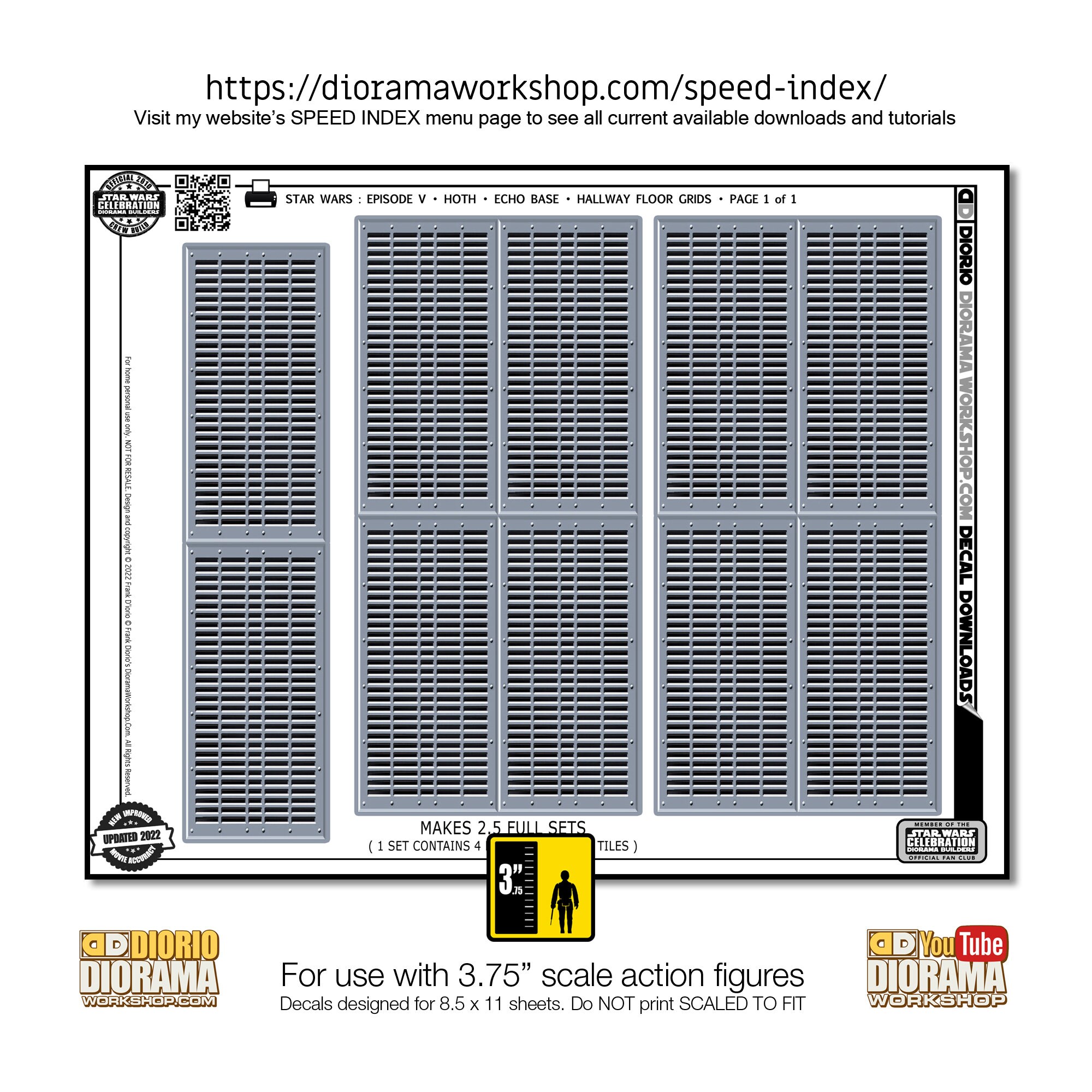Star Wars Diorama Decals : Hoth Echo Base Hallway Floor Grids Accessory ...