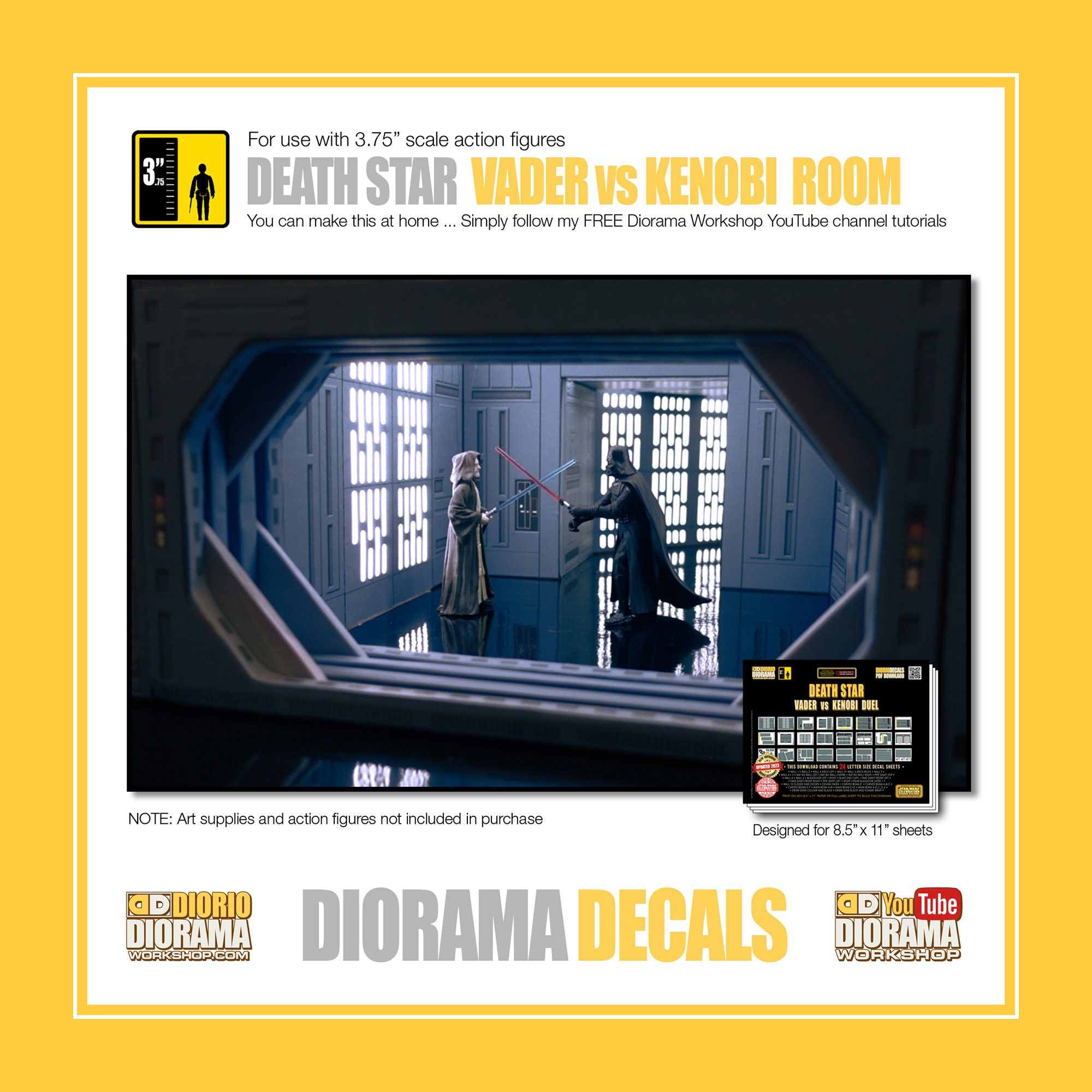 Star Wars Diorama Decals : Death Star Vader Vs Kenobi - Etsy