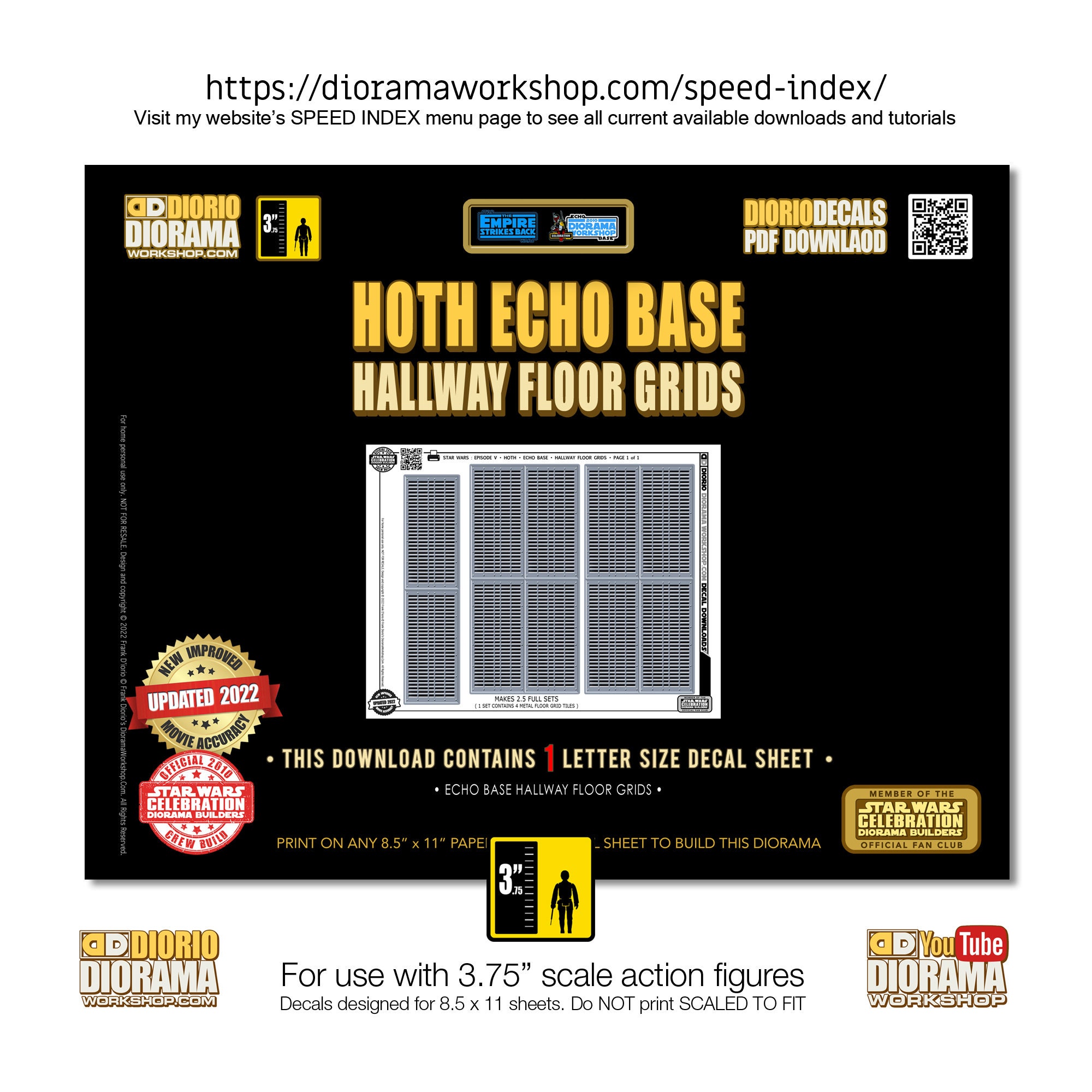 Star Wars Diorama Decals : Hoth Echo Base Hallway Floor Grids Accessory ...