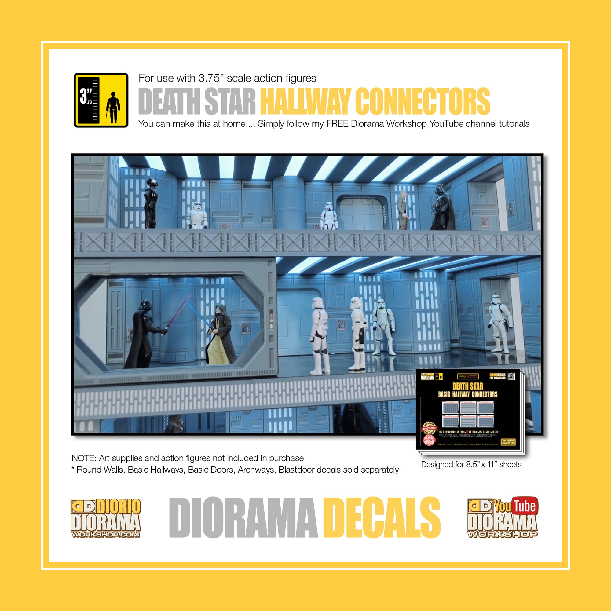 Star Wars Diorama Decals : Death Star Basic Hallway Connector Strips - Etsy