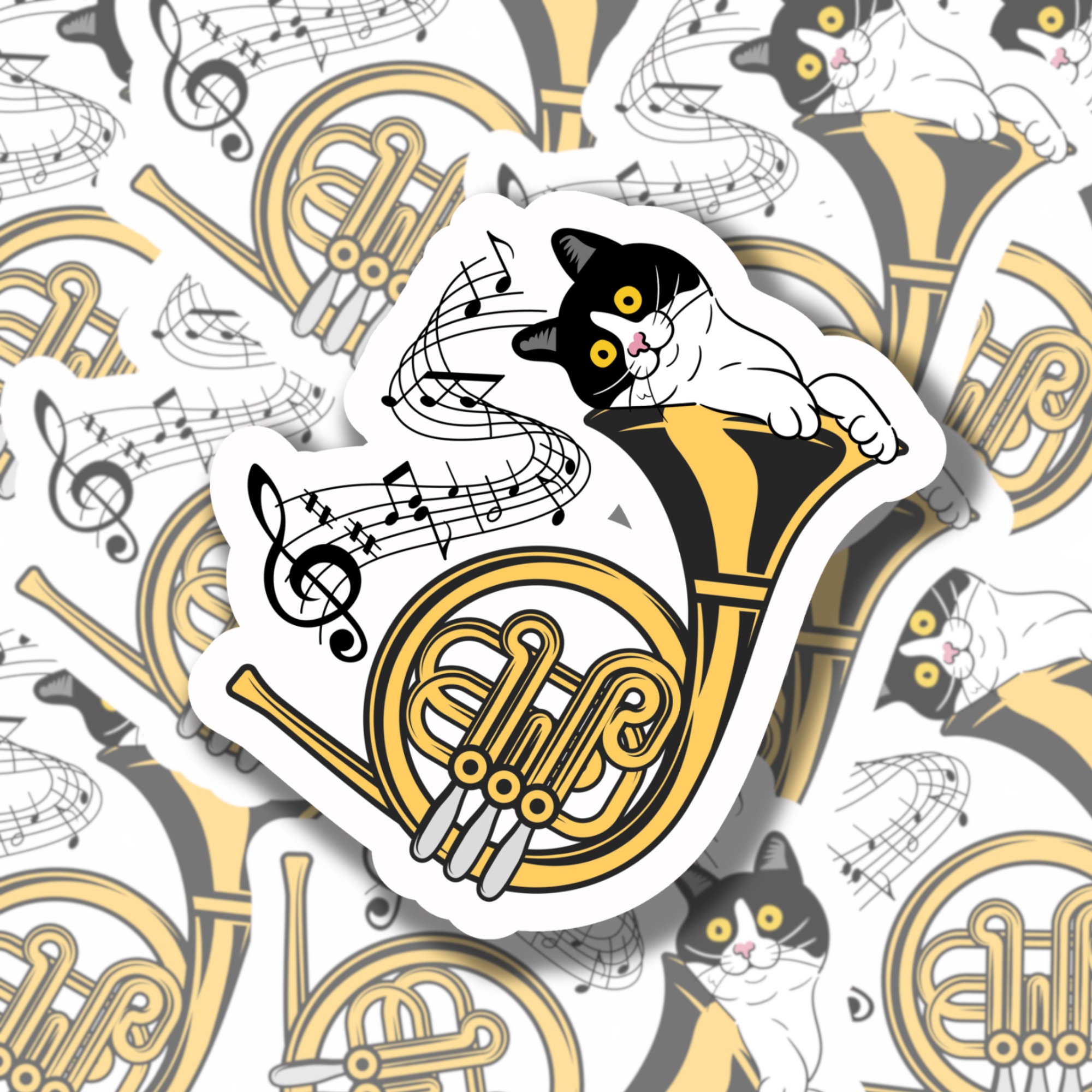 French Horn Cat Sticker, Funny Orchestra Decal - Etsy