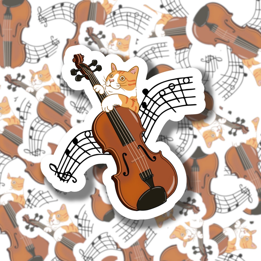 Orchestra Strings Sticker, Violin Sticker, Cat Sticker, Funny Sticker ...