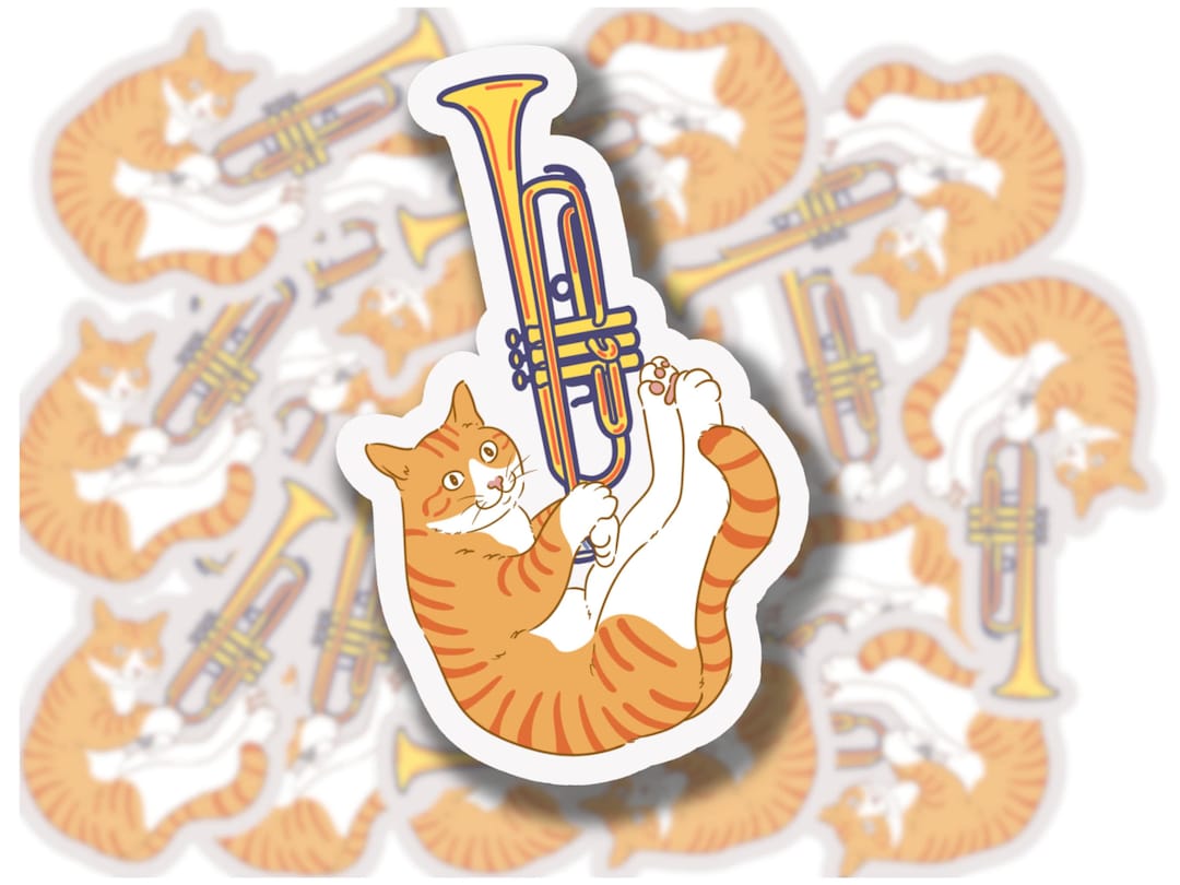 Marching Band Sticker, Trumpet Sticker, Cat Sticker, Funny Sticker ...