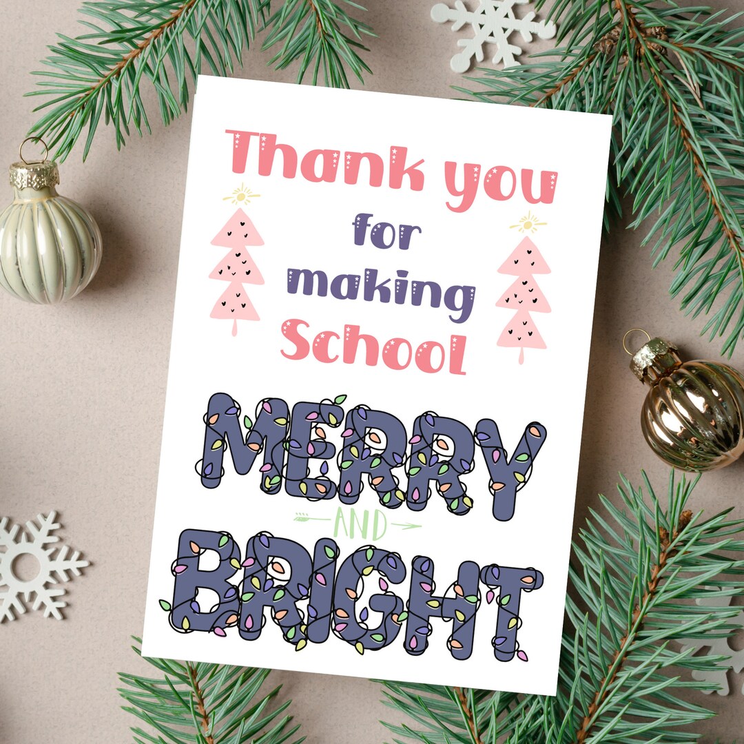 Teacher Holiday Card, Christmas Card for Teacher , Card for School ...