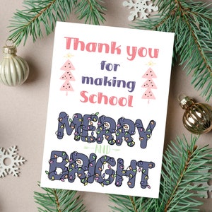 Teacher Holiday Card, Christmas Card for Teacher , Card for School ...