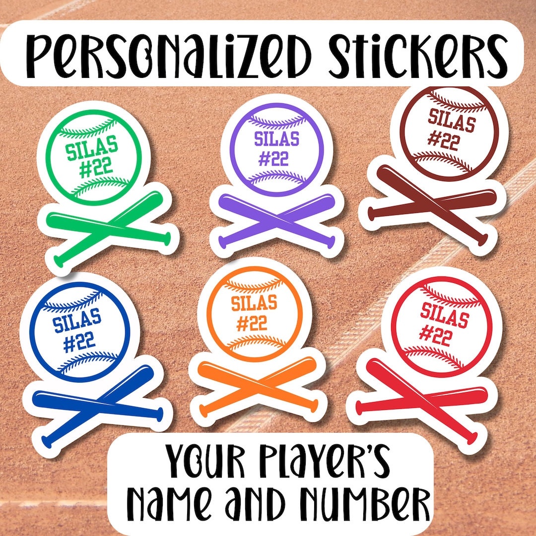 Personalized Baseball Stickers, Personalized Name and Player Number ...