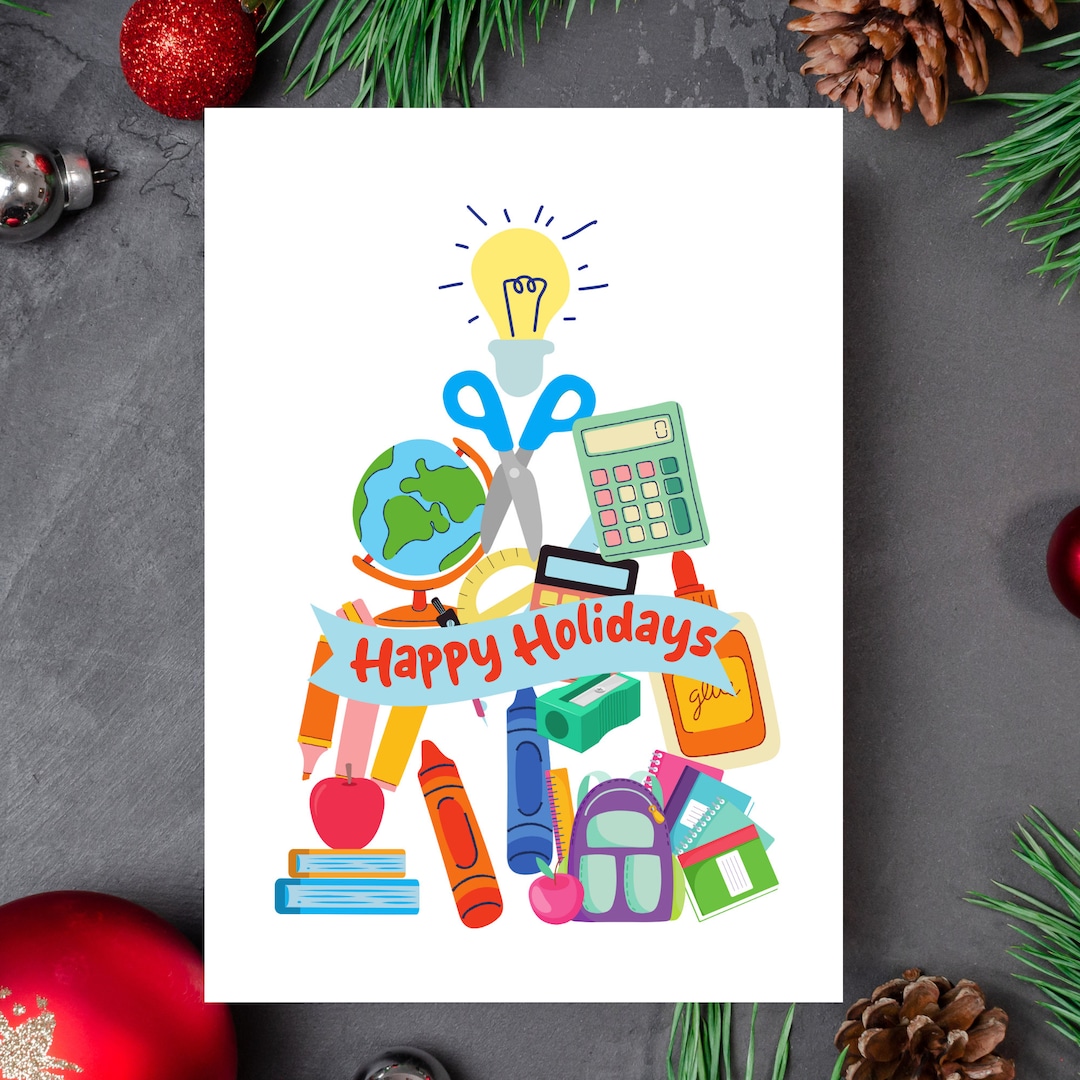 Teacher Holiday Card, Christmas Card for Teacher , Card for School ...