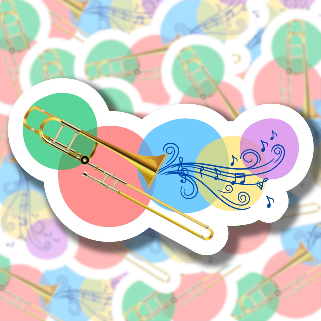Trombone Sticker, Low Brass Sticker, Music Sticker, Water Bottle ...