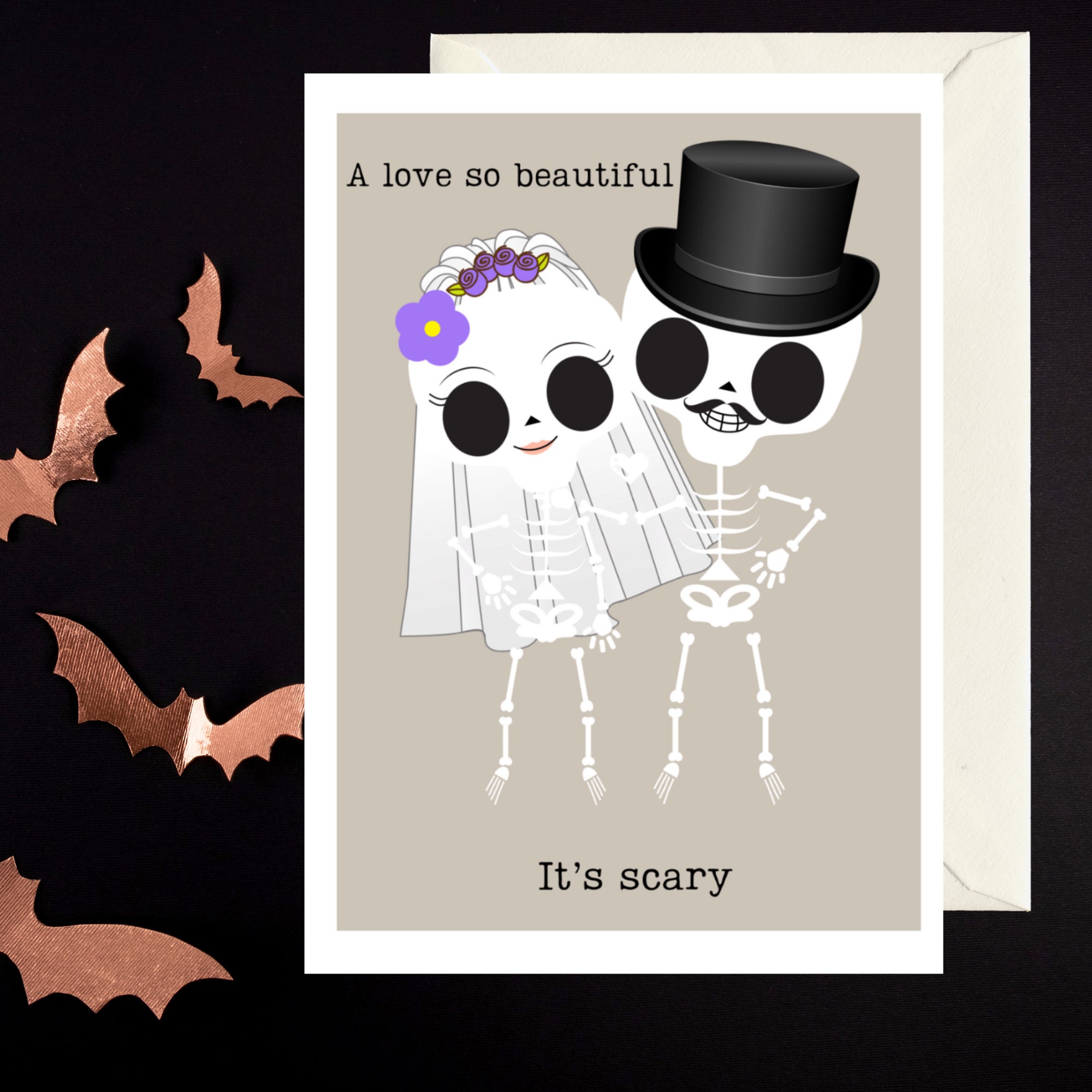 Halloween Wedding Card Dia De Los Muertos Wedding Card for Halloween ...