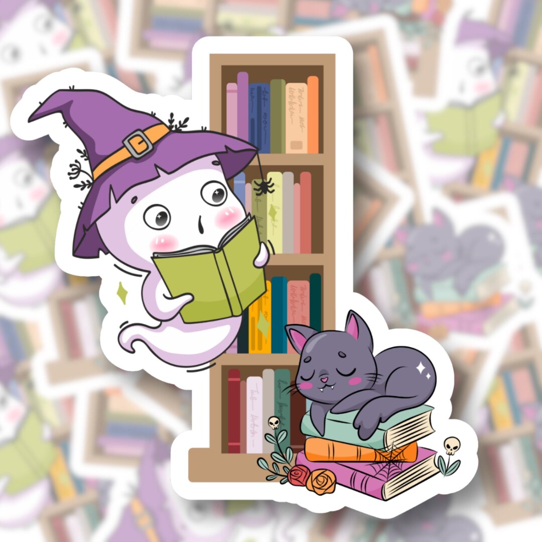 Library Ghost Sticker, Cute Ghost, Laptop Sticker, Die Cut Sticker ...