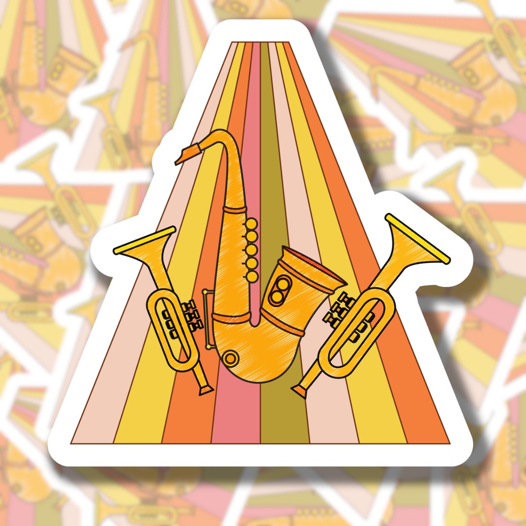 Marching Band Sticker, Trumpet Sticker, Retro Sticker, Vintage Style ...