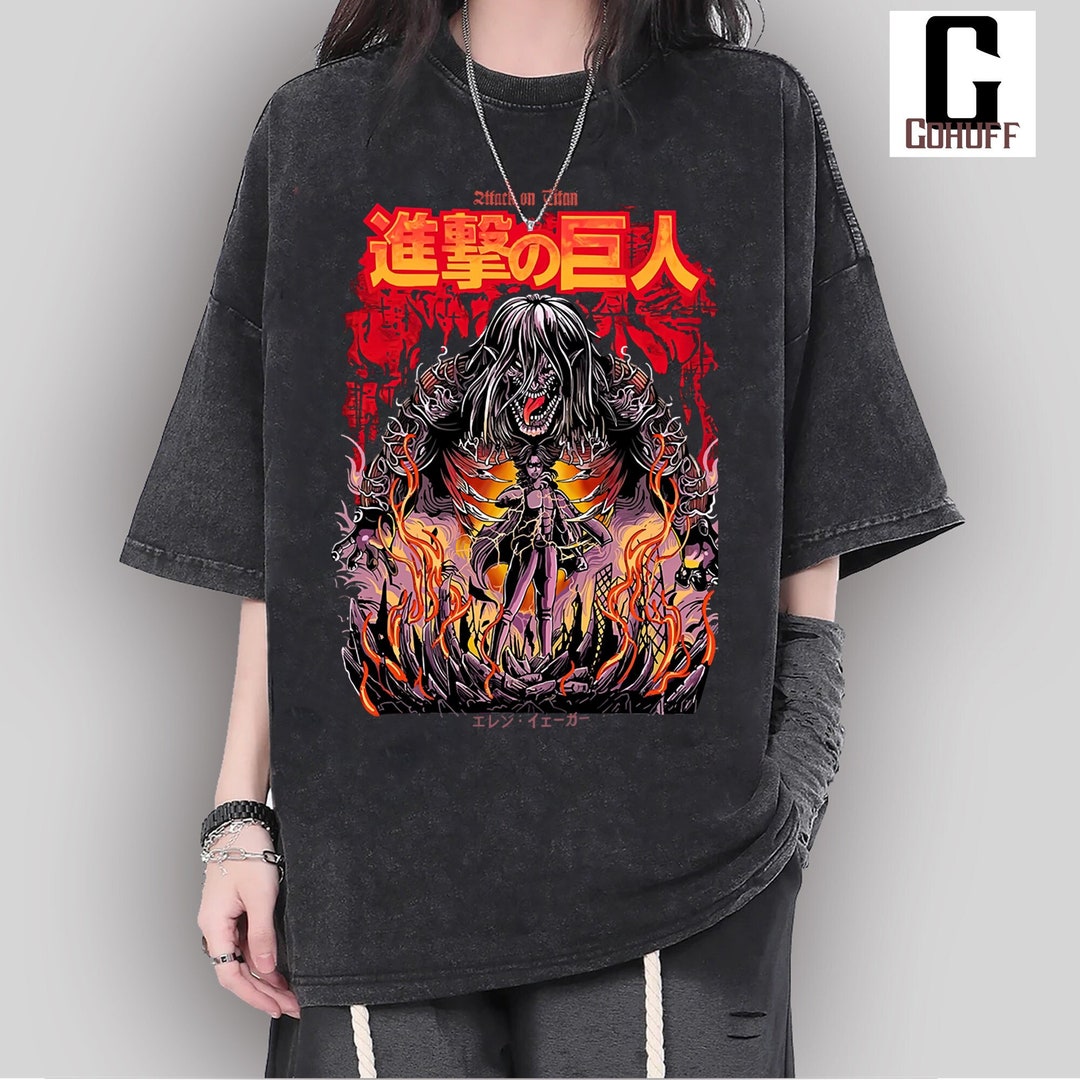AOT Eren Yeager and Beast Titant-shirt Attacking on Titan T-shirt ...