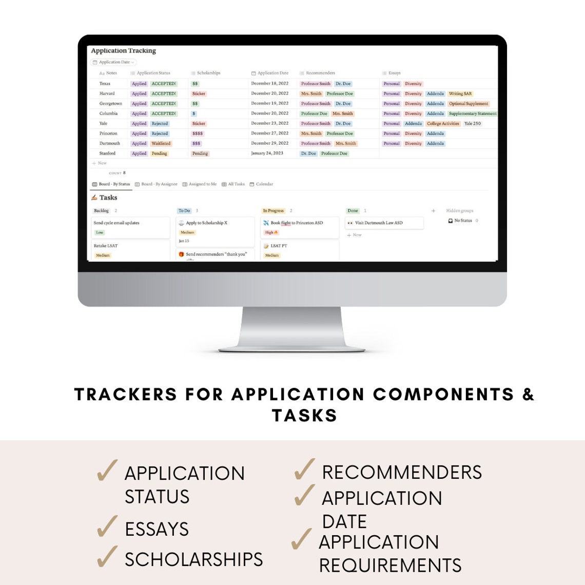 Law School Application Tracker Notion Template, Admissions Planner - Etsy
