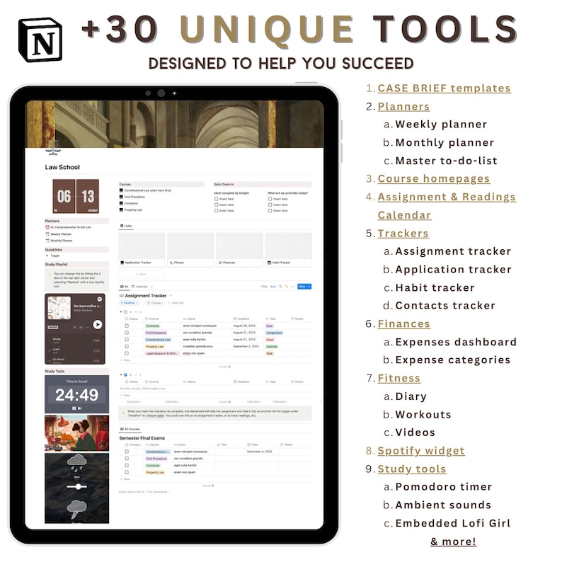 Law School Notion Dashboard (ULTIMATE) - Planner Notion Template - Law ...