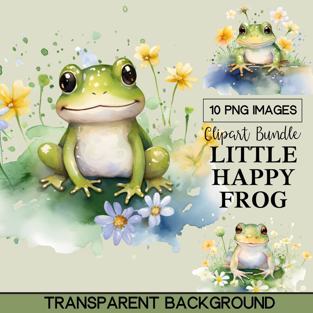 Watercolor Little Happy Frog Clipart, Digital Nature Illustrations ...