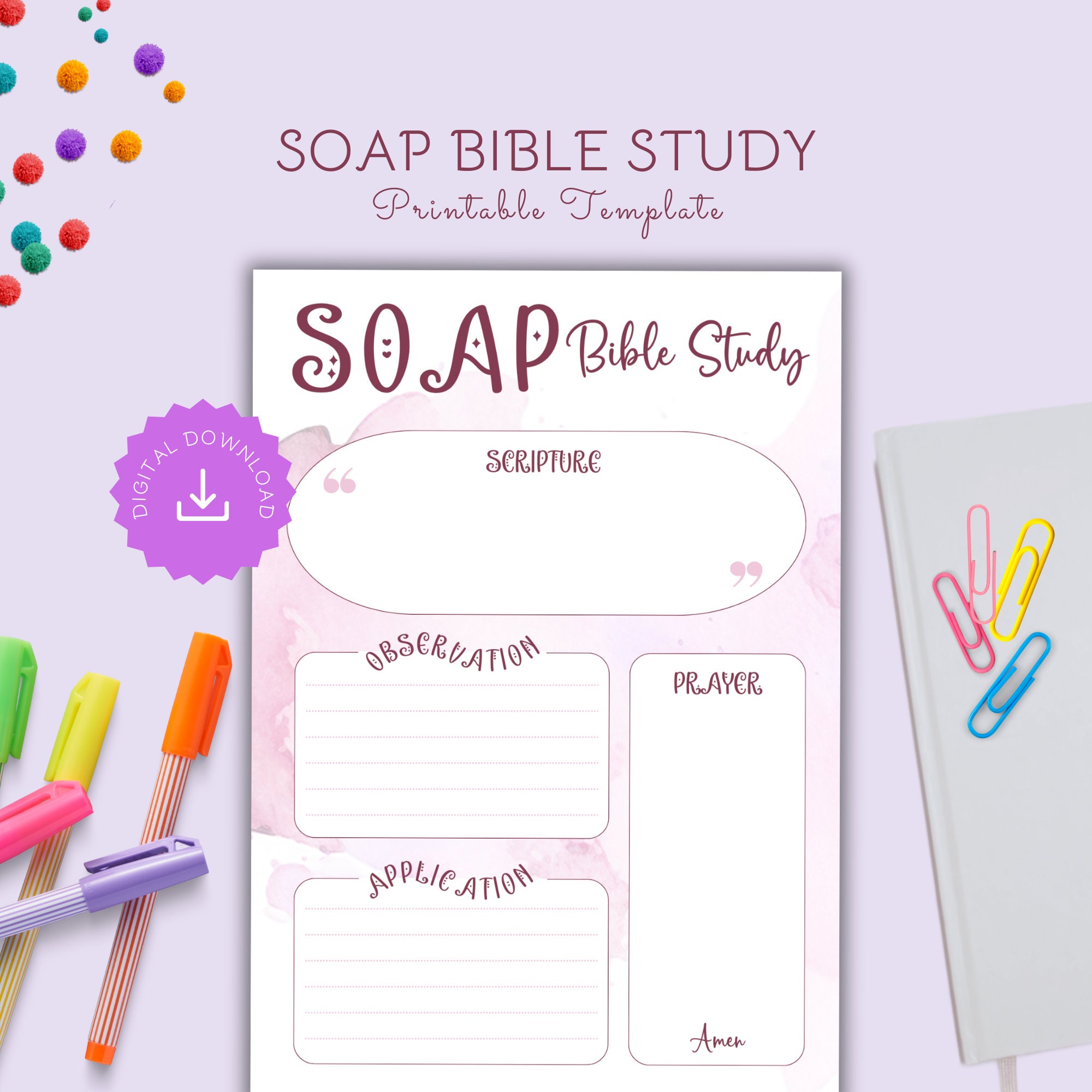 Bible Study Kids Printable SOAP Bible Study Template Homeschool ...