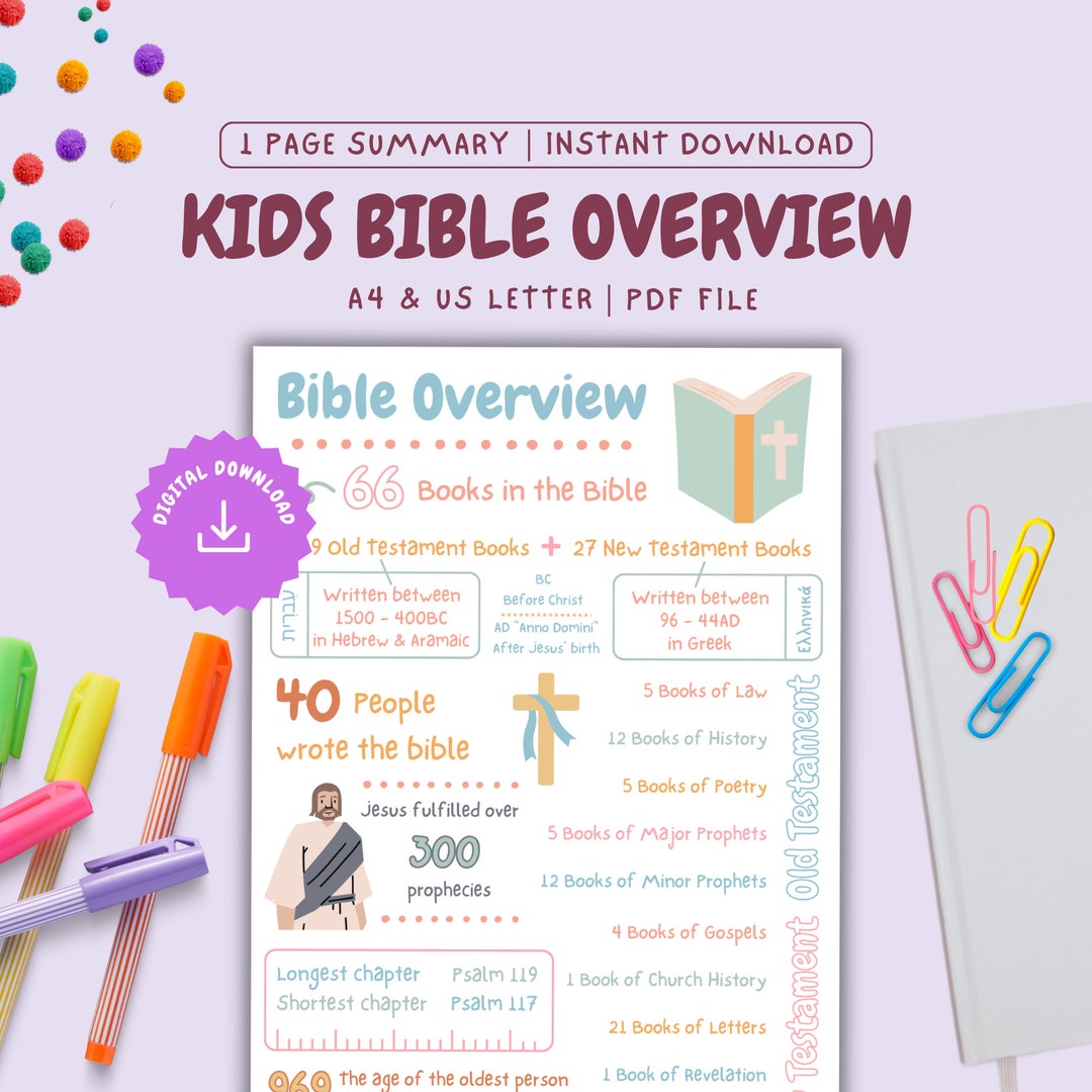 Bible Study for Kids Printable Bible Summary Children Read the Bible ...