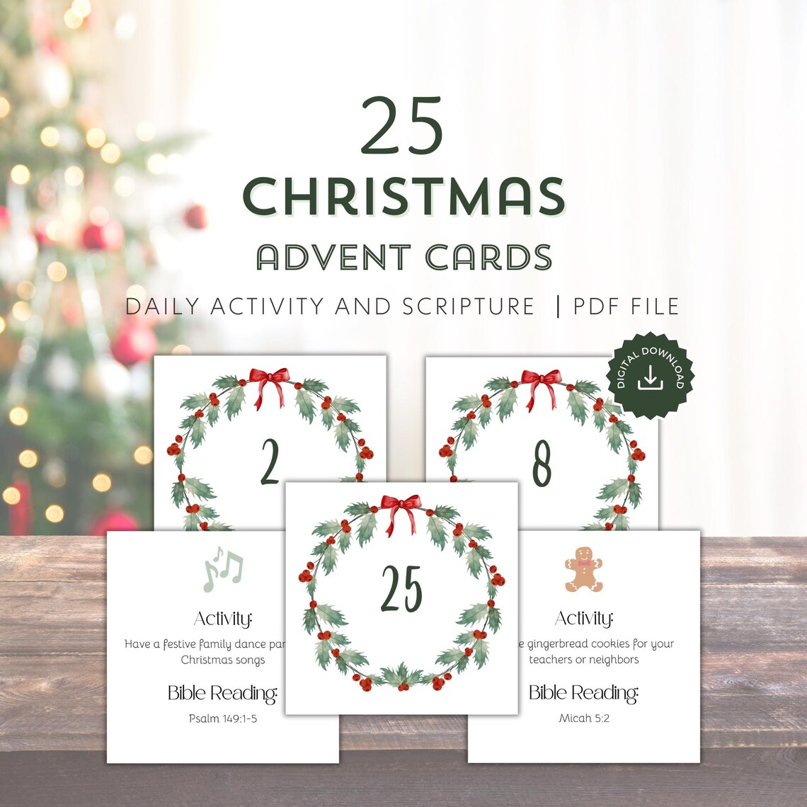 Christmas Advent Activity Card Christmas Countdown Printable Advent ...