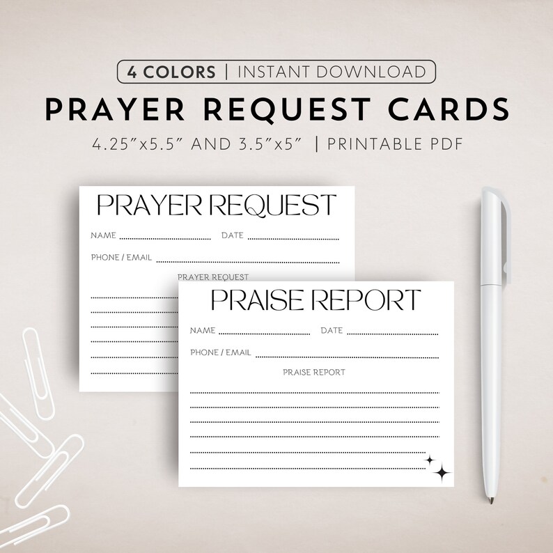 Printable Prayer Request Cards Praise Report Card Printable Church ...