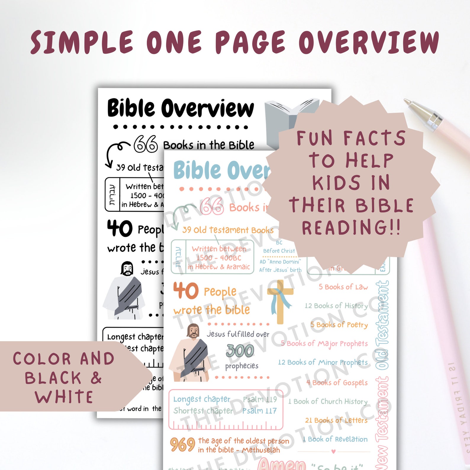 Bible Study for Kids Printable Bible Summary Children Read the Bible ...