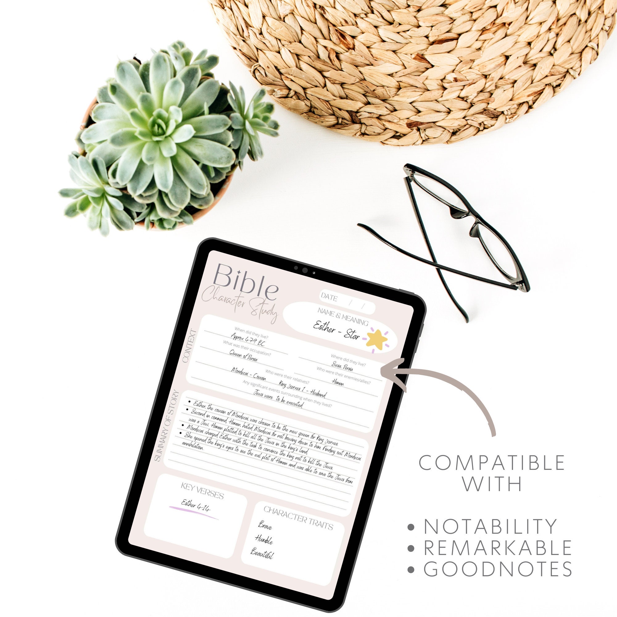 Character Bible Study Template Printable Bible Study Notes - Etsy