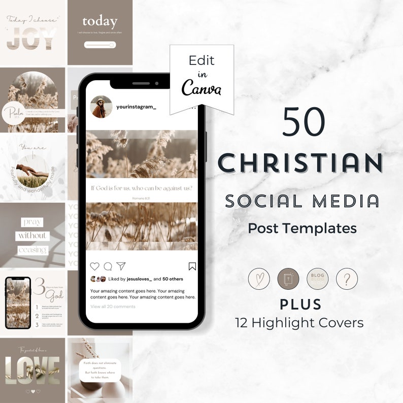 50 Christian Instagram Template Neutral Aesthetic Social Media Post ...